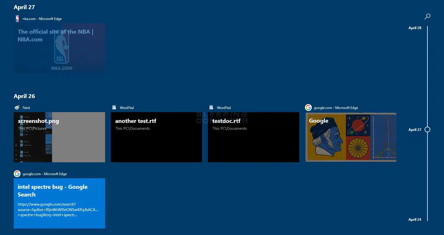Microsoft released an official Google Chrome extension for Timeline