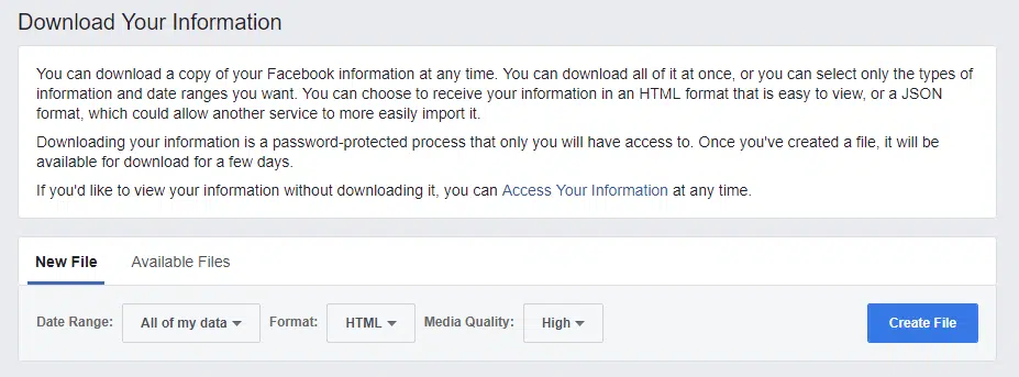 Here's how to download all of your Facebook history