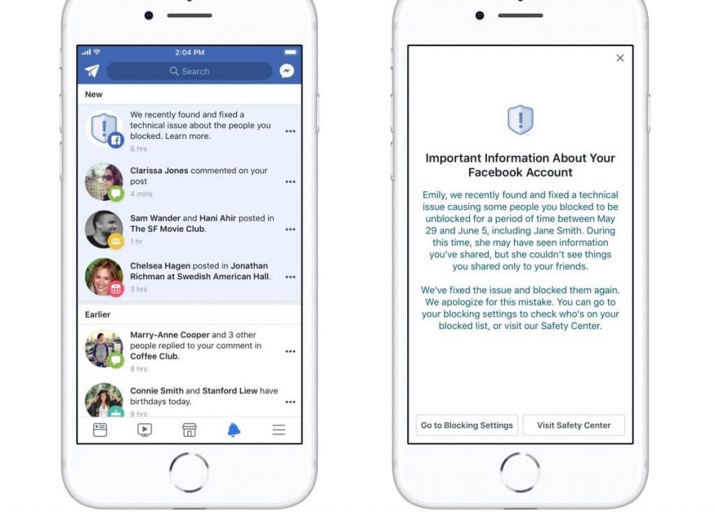 A Facebook bug unblocked people users had previously blocked on the ...
