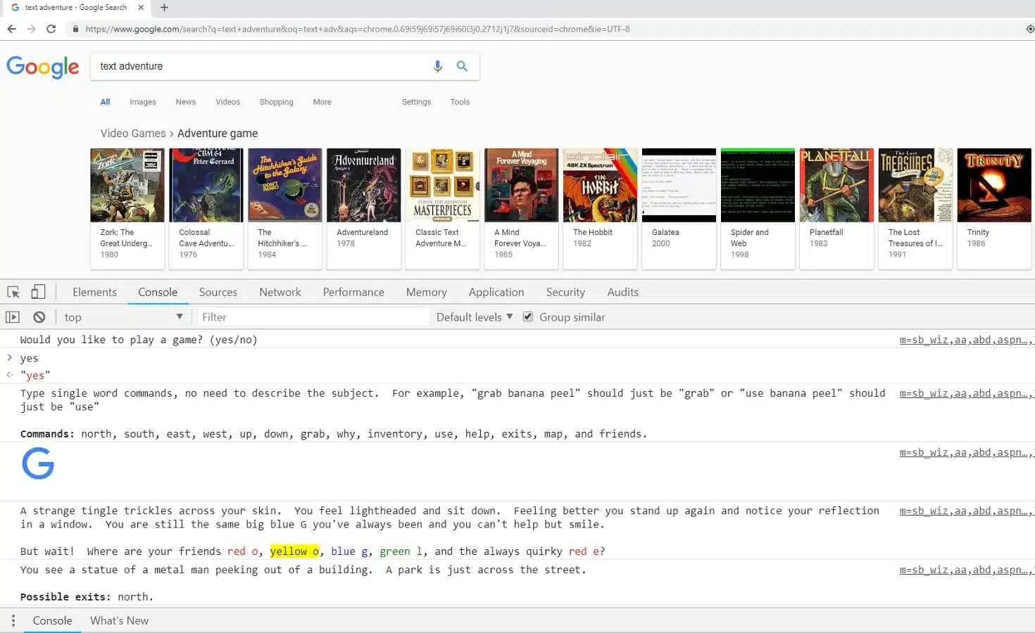 Google's latest easter egg is a "choose your own adventure" game