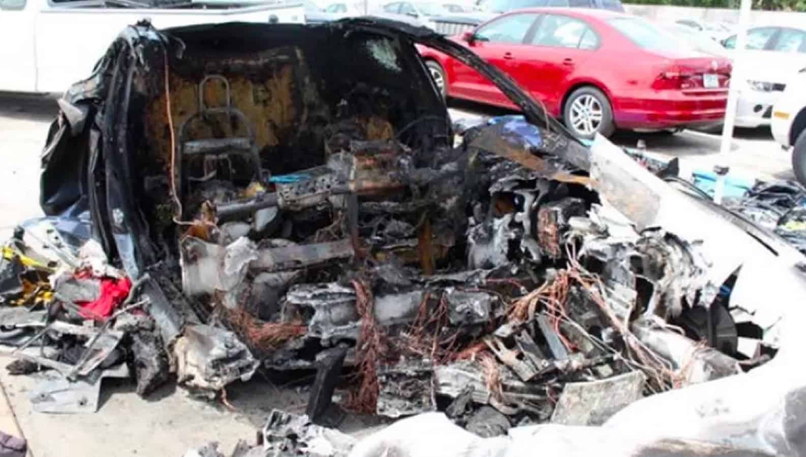 A Tesla Model S literally burst into flames in a Chinese parking garage