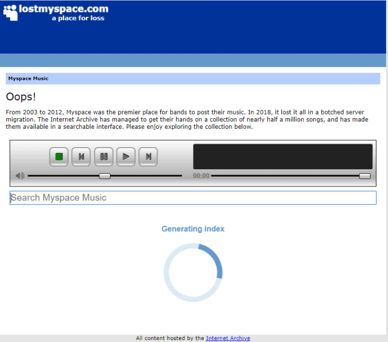 Half a million lost MySpace songs recovered by the Internet Archive