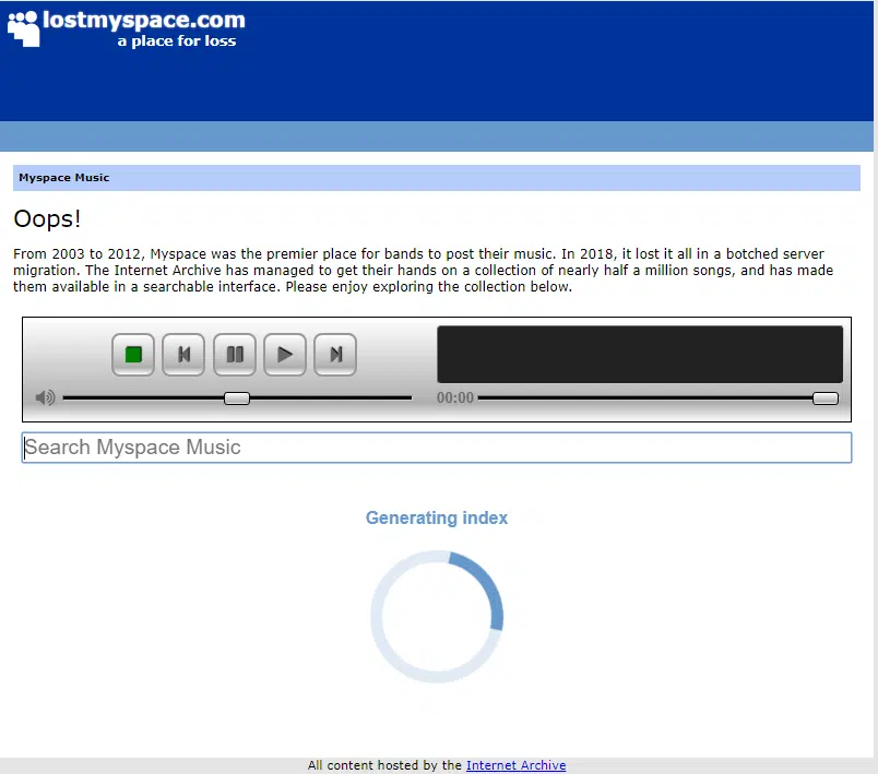 Half a million lost MySpace songs recovered by the Internet Archive