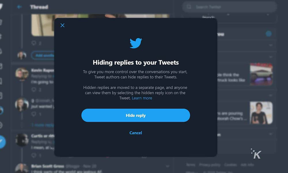 How to hide replies on Twitter