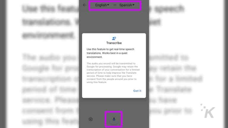 How to use Google Translate's real-time transcription feature on Android