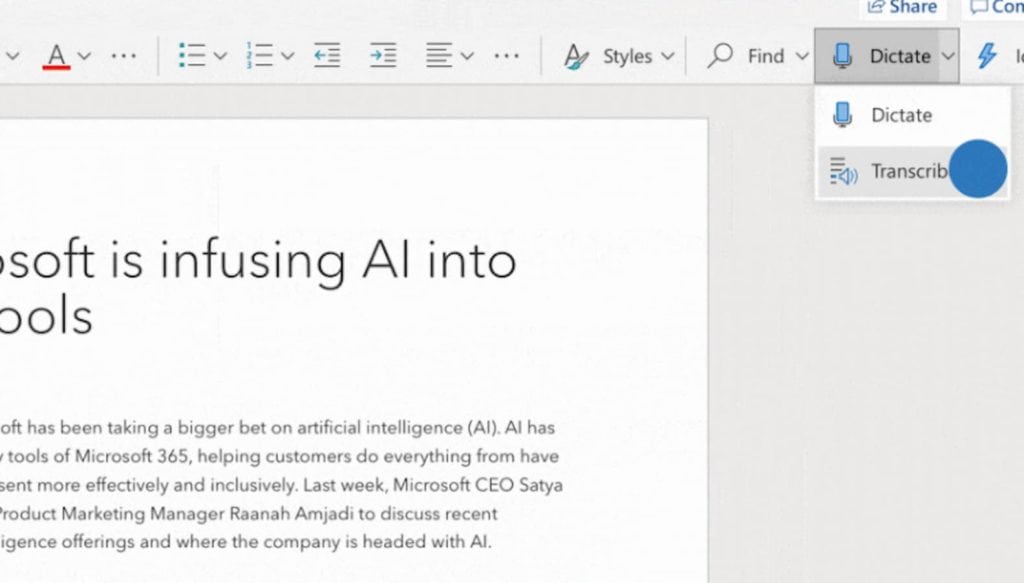 Microsoft Word has a new Transcribe tool - here's how to use it