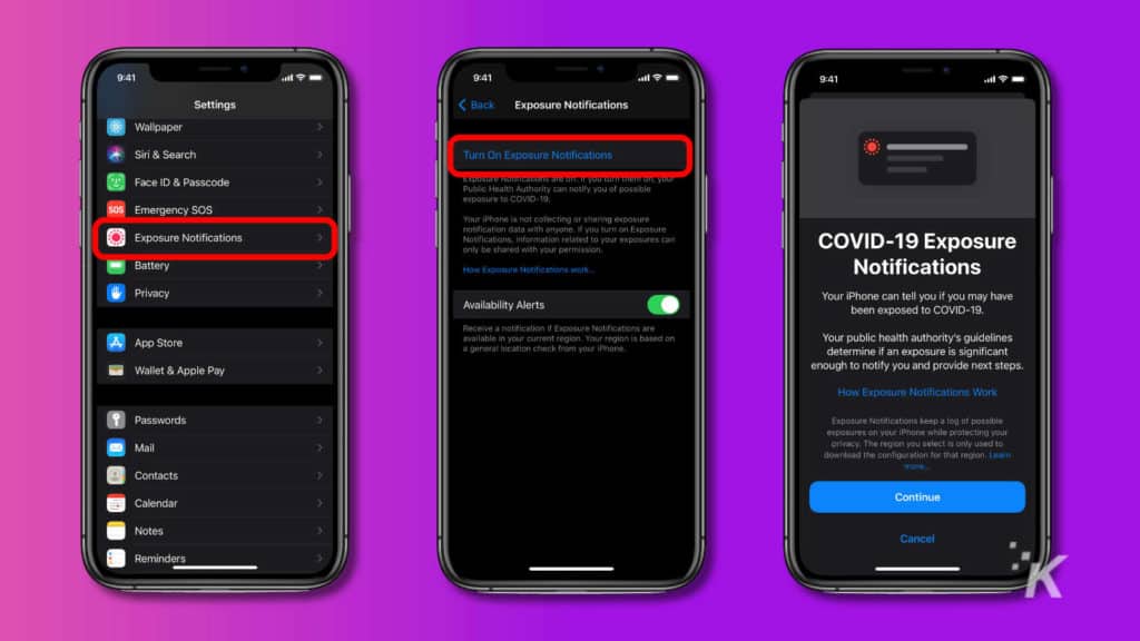 How do the new COVID-19 exposure notifications work on iOS 14?