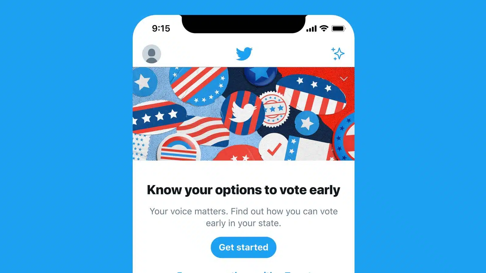 Twitter is encouraging US users to vote early with hashtags and emojis