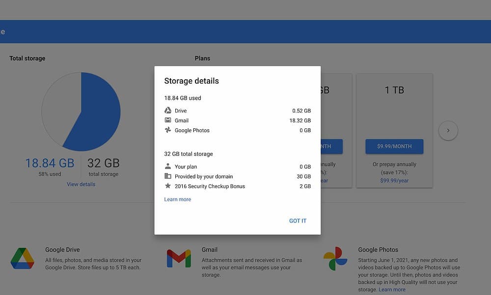 This link shows how much data you're hoarding in Google Drive & Photos
