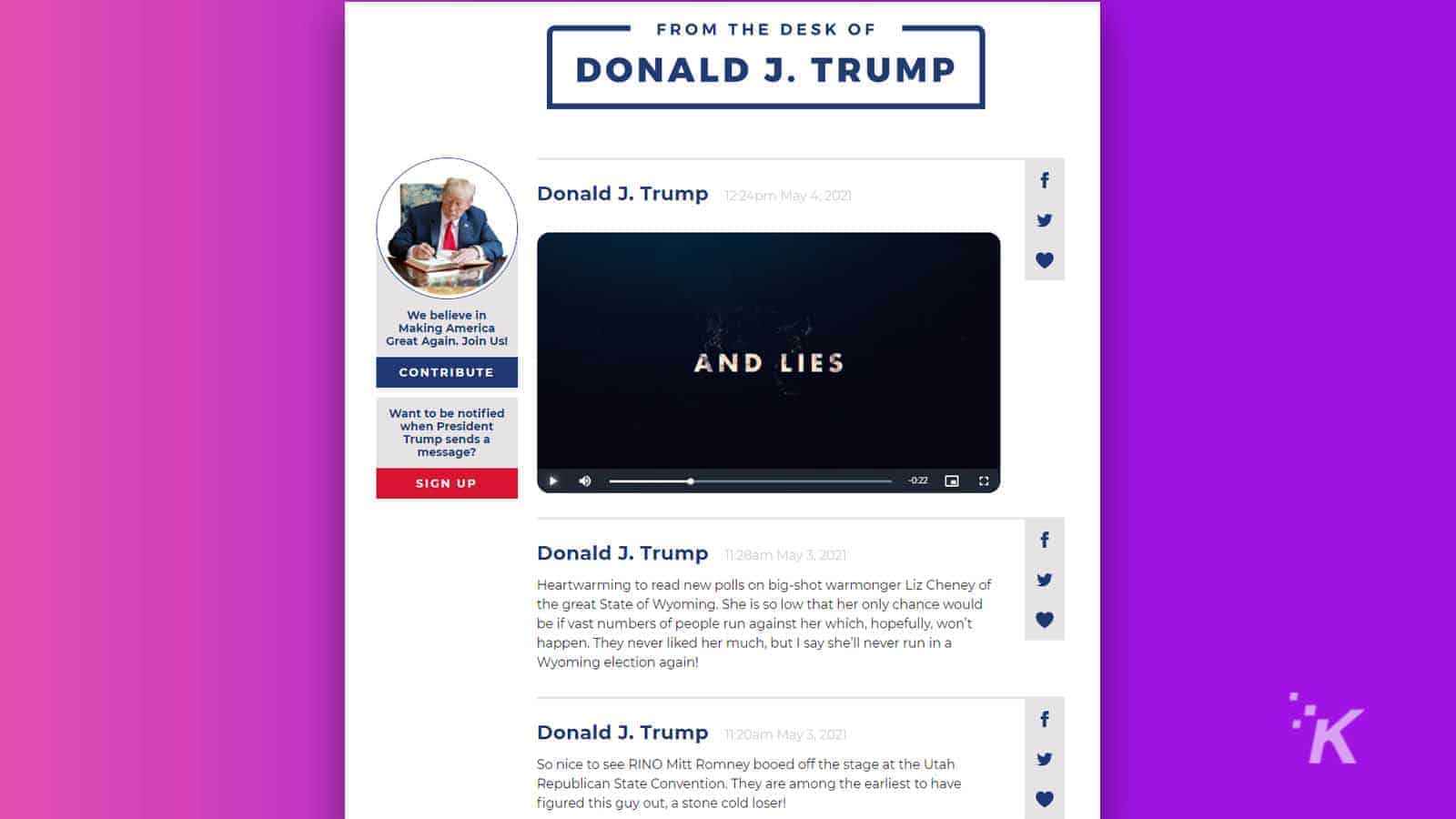 Donald Trump has a new "social" platform that is just a blog for his rants
