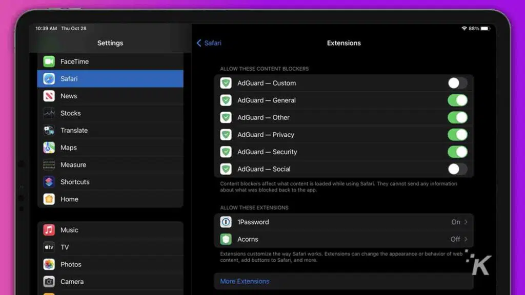 How to add extensions to the Safari browser in iOS 15 and iPadOS 15