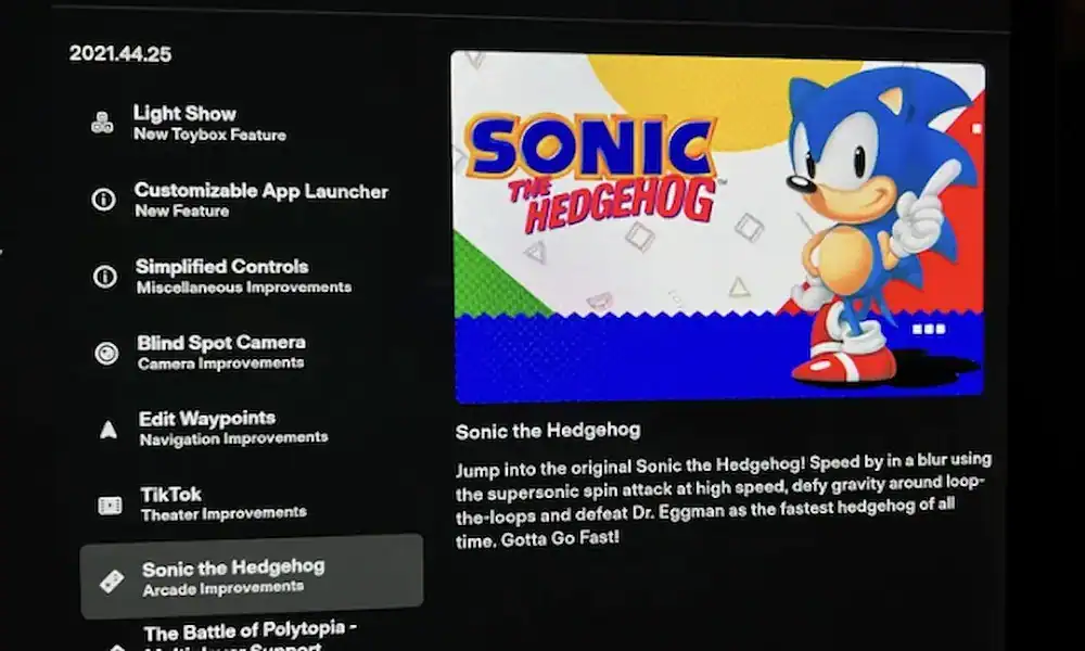 Tesla's latest software update adds TikTok, Sonic the Hedgehog, and more
