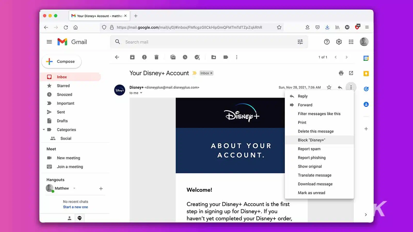 How to block an email address in Gmail