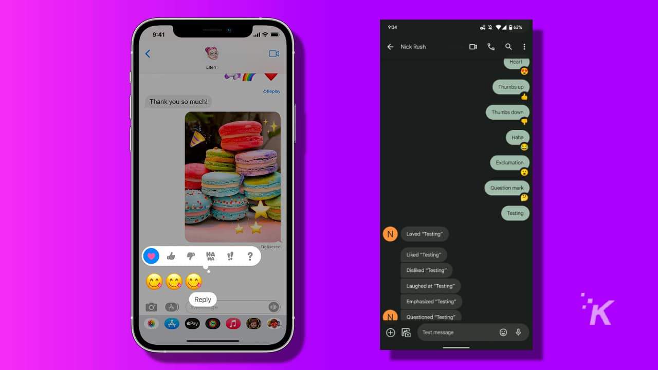 iMessage reactions are officially rolling out to Google Messages