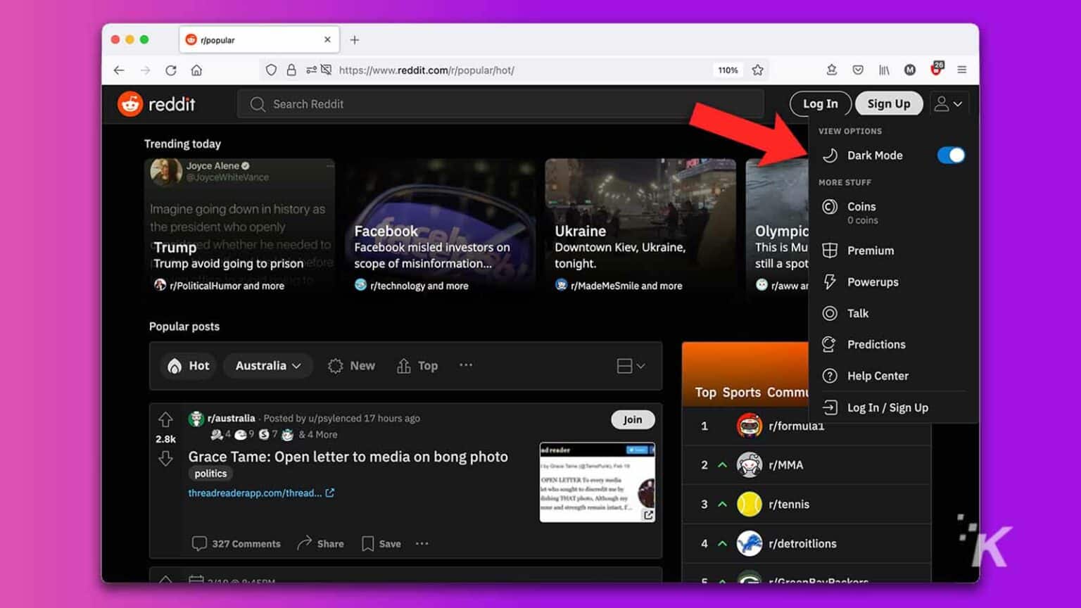 How to turn on Reddit's dark mode