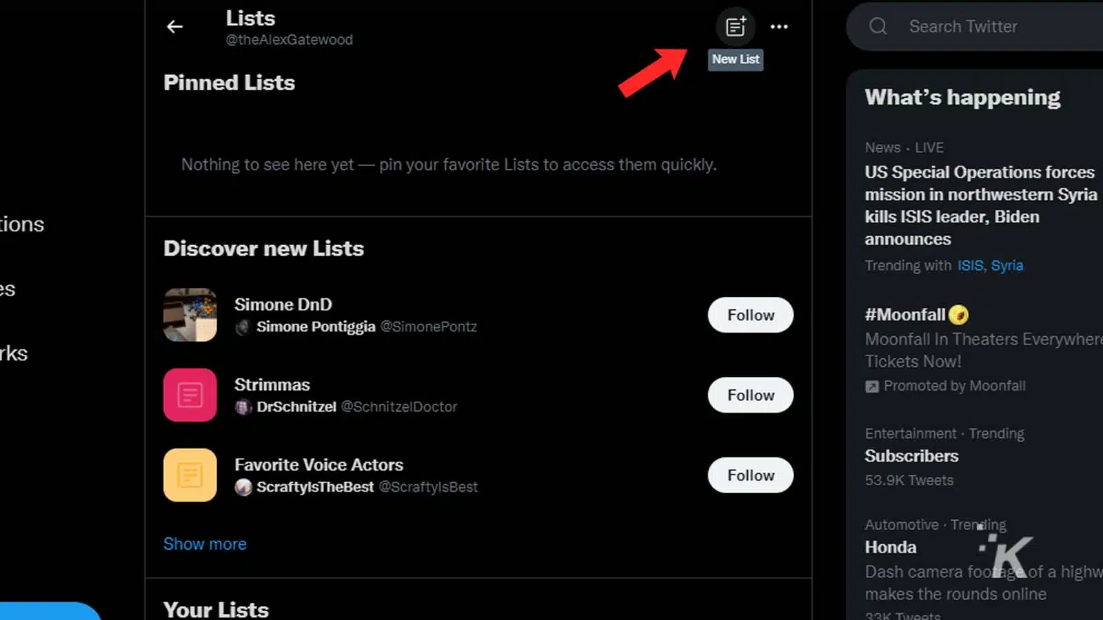 How to create a Twitter List