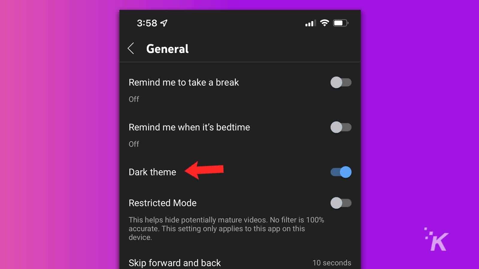 How to turn on YouTube dark mode