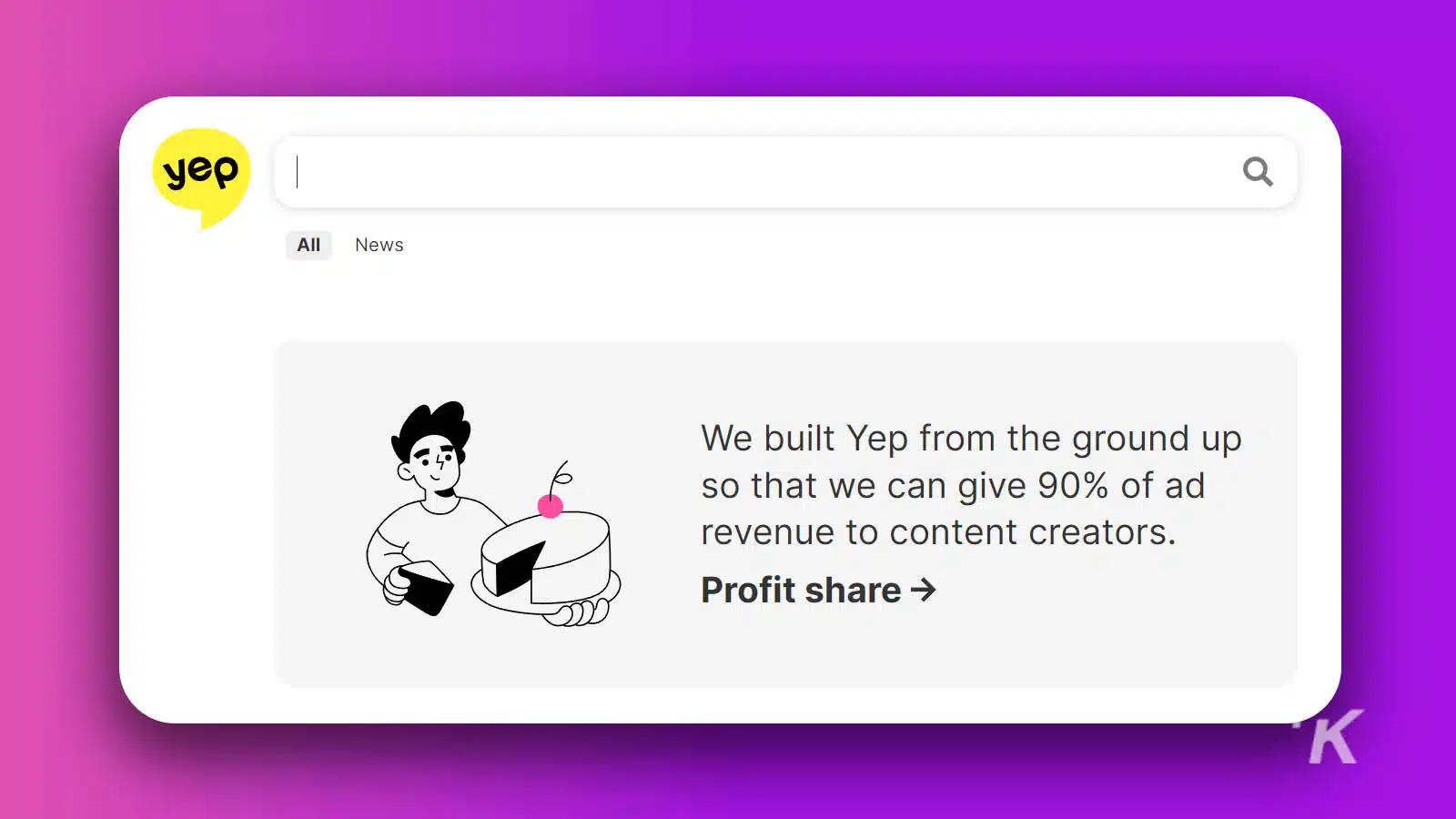 Yep is a new search engine that rewards creators for content