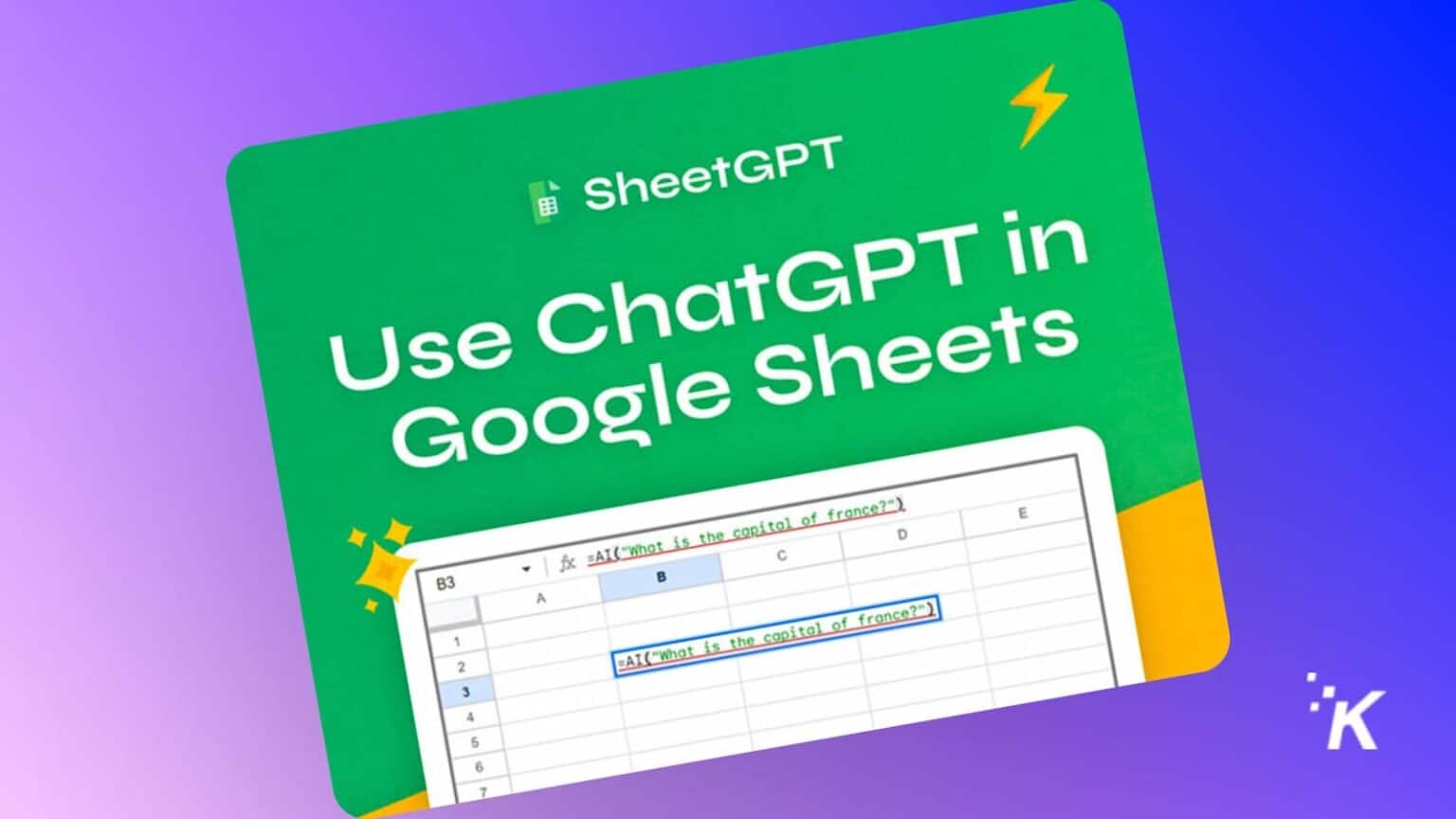 SheetGPT adds ChatGPT to Sheets - own it FOR LIFE for only $49 | KnowTechie