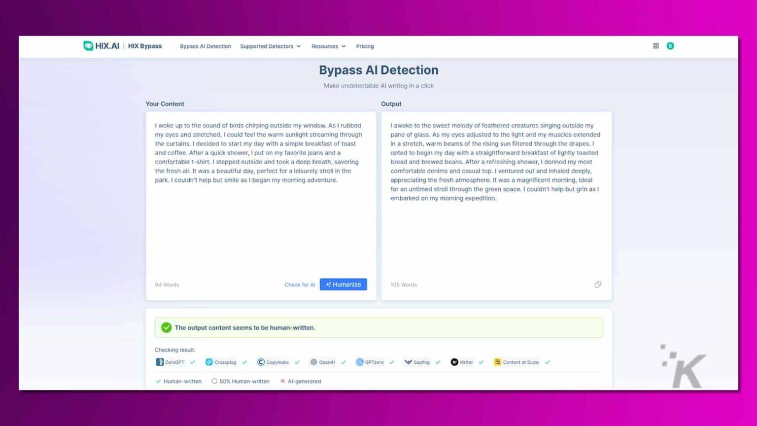 Hix Bypass An Undetectable Ai Tool To Bypass Ai Detection Knowtechie